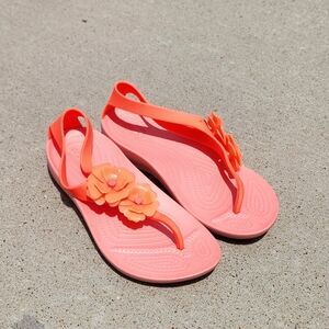 CROCS | Shoes | Crocs Serina Embellished Coral Floral Accent Flipflop ...